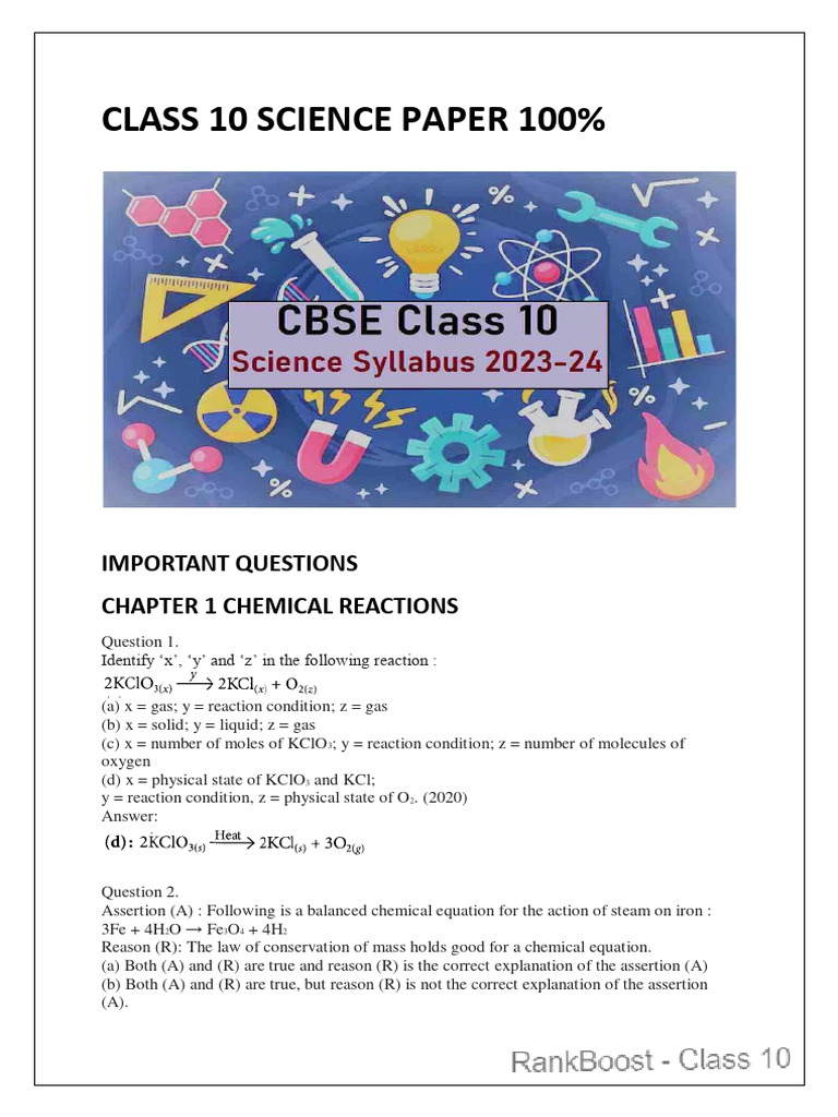 Class 10 Science Paper Leaked | PDF | Hydroxide | Hydrochloric Acid