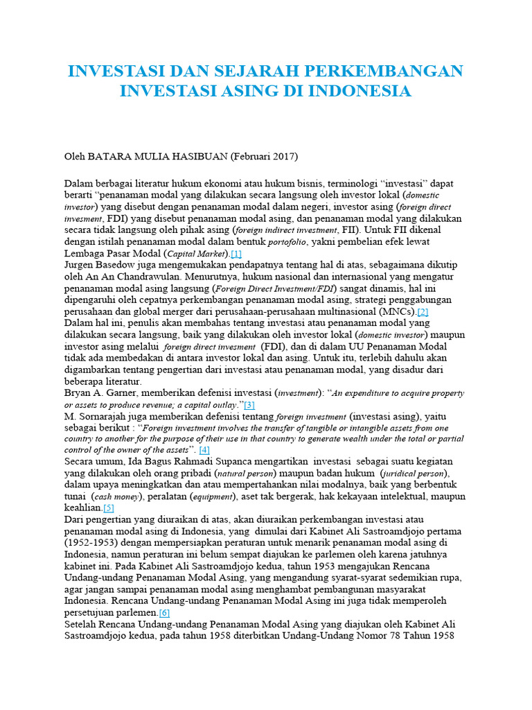 Sejarah Investasi Asing di Indonesia | PDF