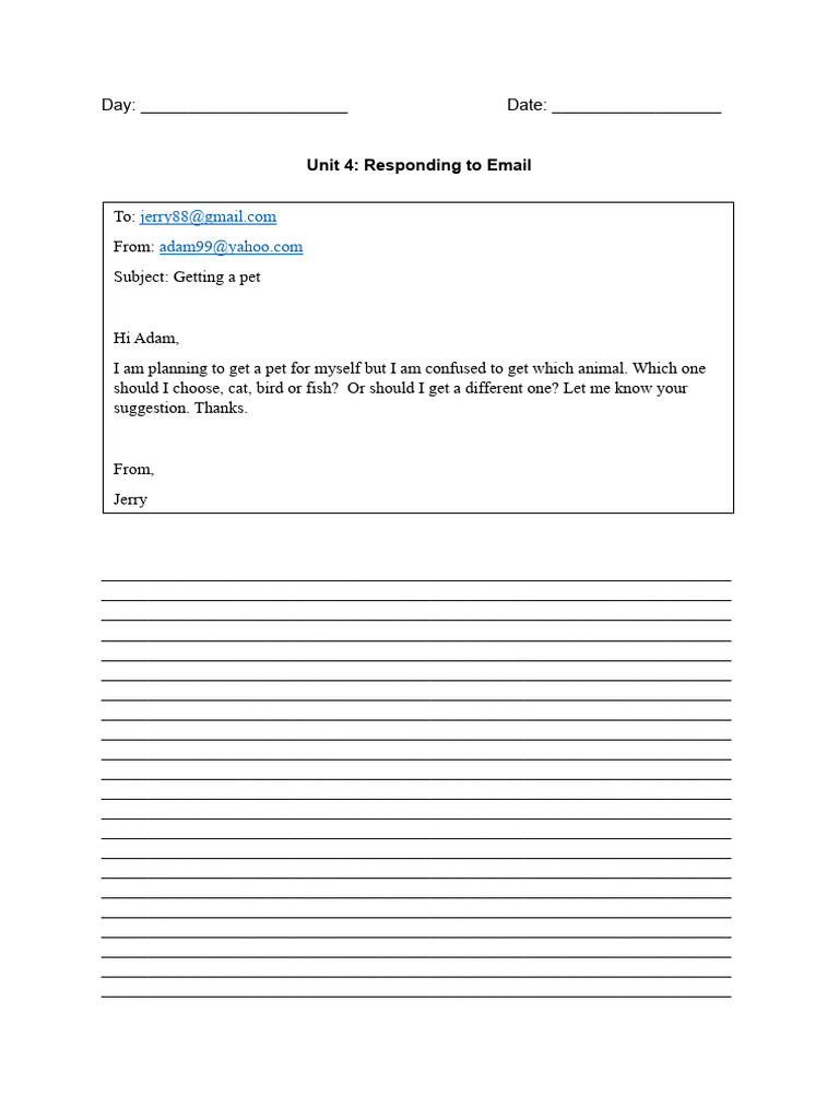 Unit 4 Email Writing | PDF