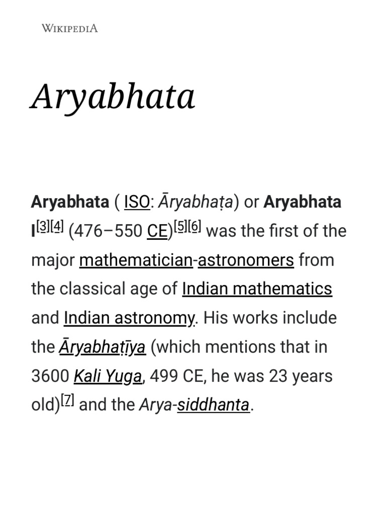 Aryabhata - Wikipedia | PDF