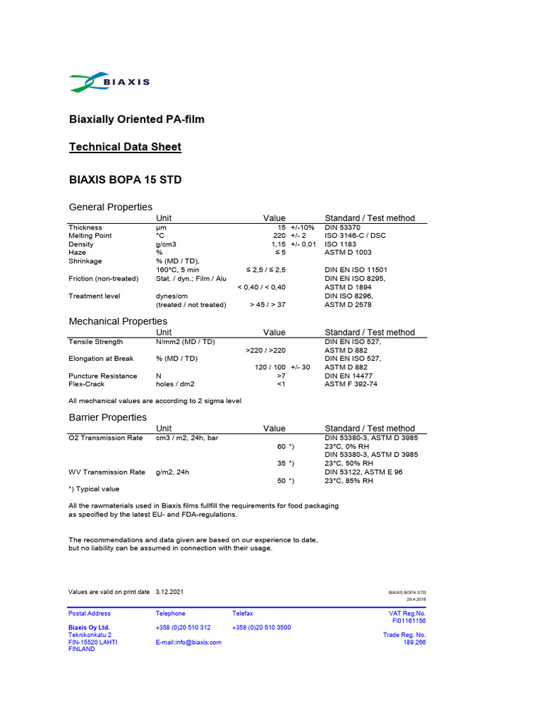 Tds Bopa 15 STD | PDF | Materials | Secondary Sector Of The Economy