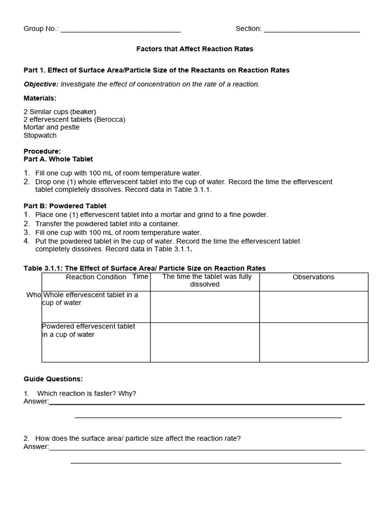 Factors That Affect Reaction Rates | PDF