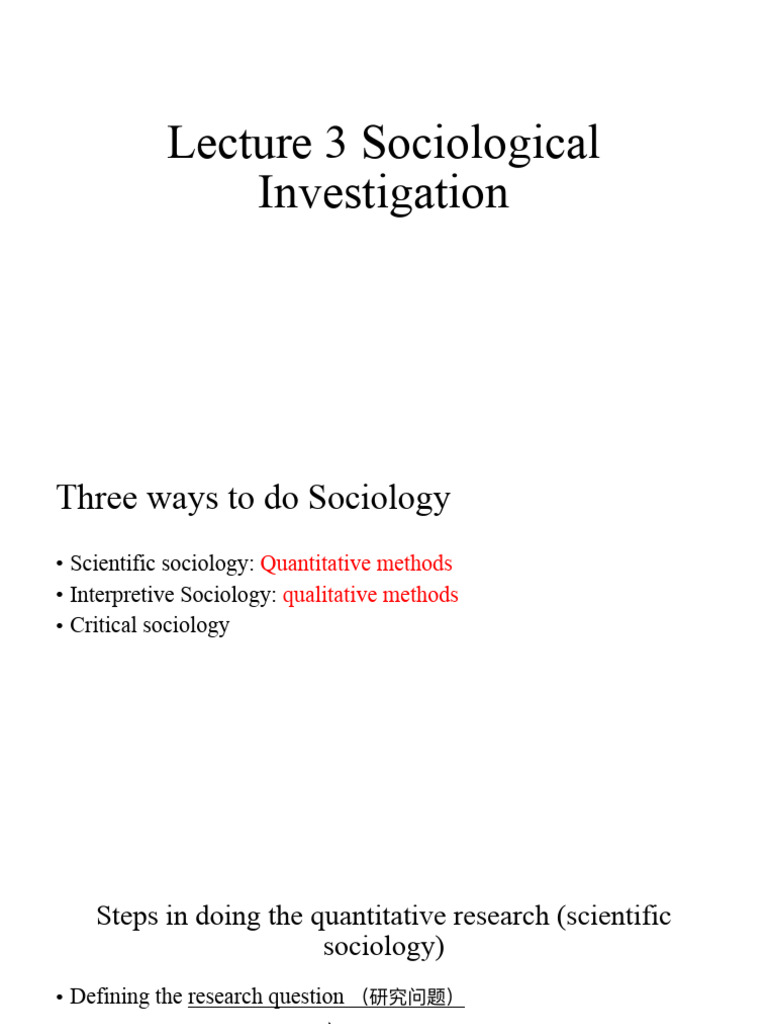 Lecture 3 Sociological Investigation FEB 3 New File | PDF | Sociology ...