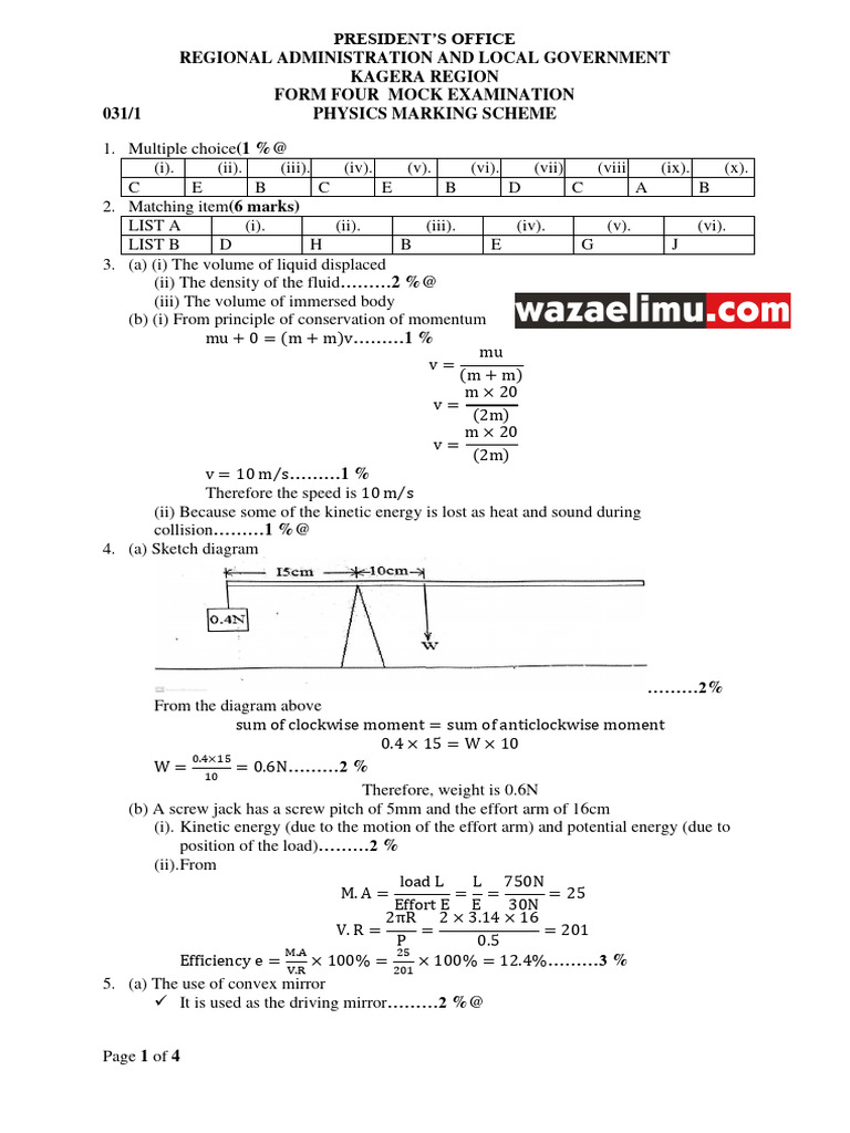 Physics Paper 1 Marking Scheme | PDF | Camera | Eye