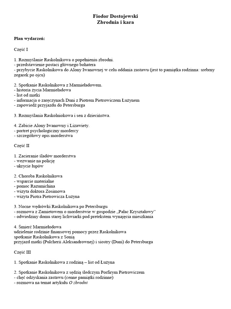 Fiodor Dostojewski Zbrodnia I Kara | PDF