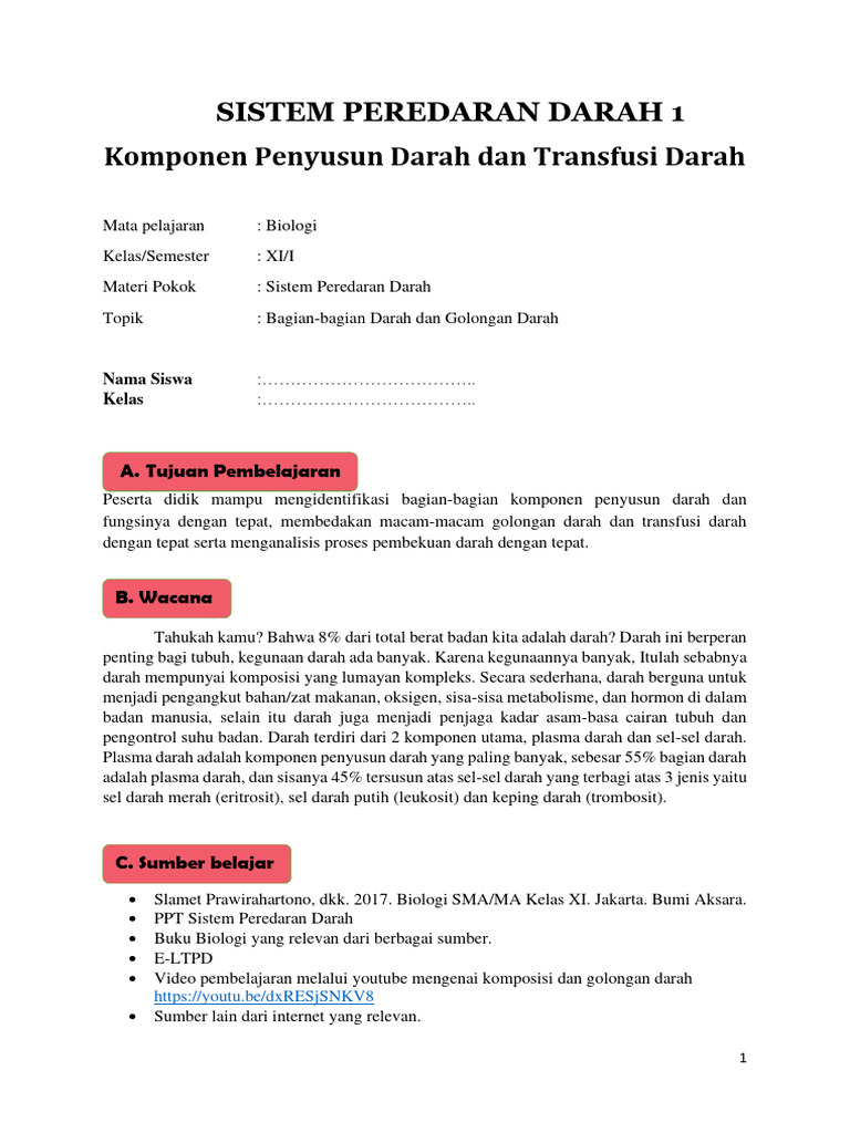 LTPD Sistem Peredaran Darah - 1 | PDF