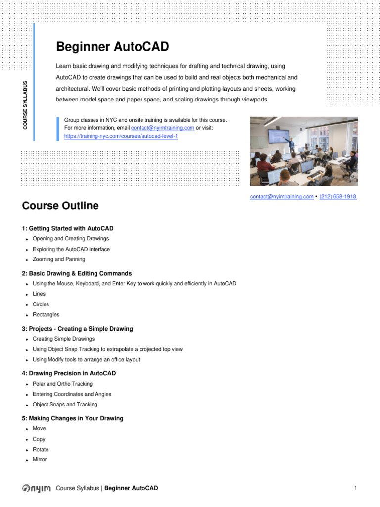Beginner Autocad Syllabus | PDF | Technical Drawing | Auto Cad