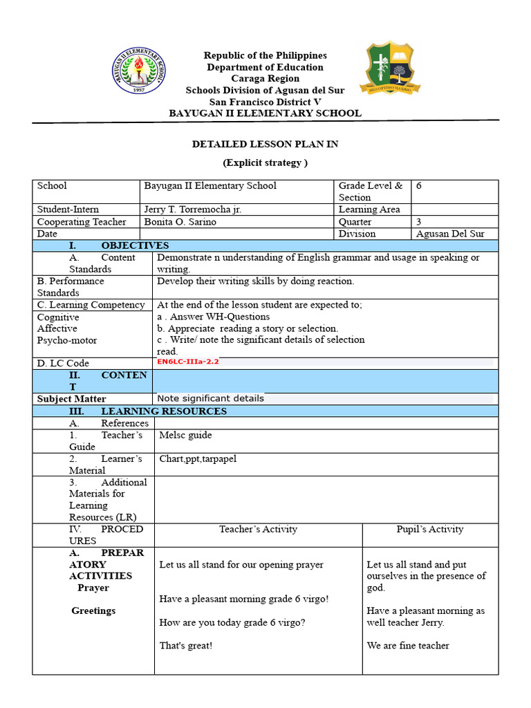 Noting Significant Details Grade 6 | Download Free PDF | Teachers ...
