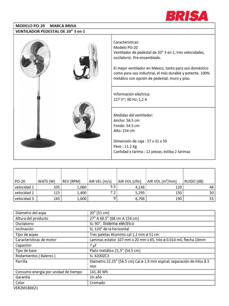 Ficha Tecnica Po 20 Brisa Casamyers - Com.mx | PDF | Vehículos | Bienes manufacturados