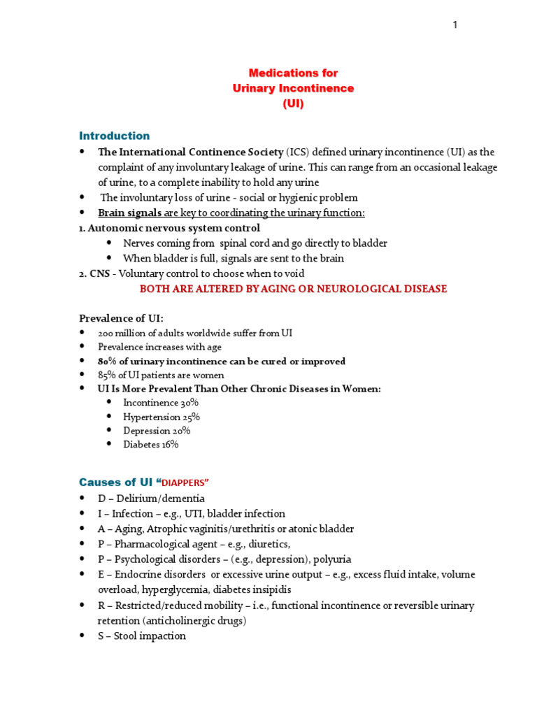Pharma-URO-U Incontinence | PDF | Urinary Incontinence | Acetylcholine