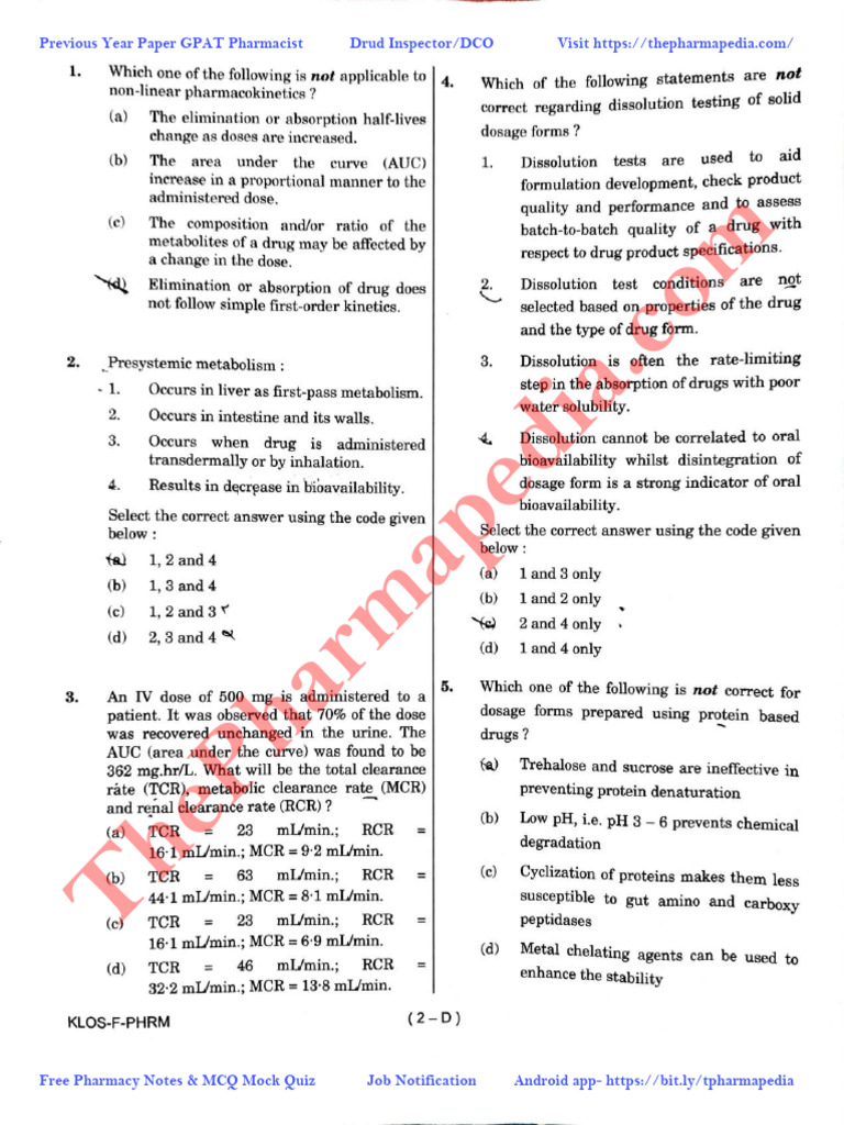 UPSC DRUG Insppector Question Paper Aug 2023 Pharmapedia | PDF ...
