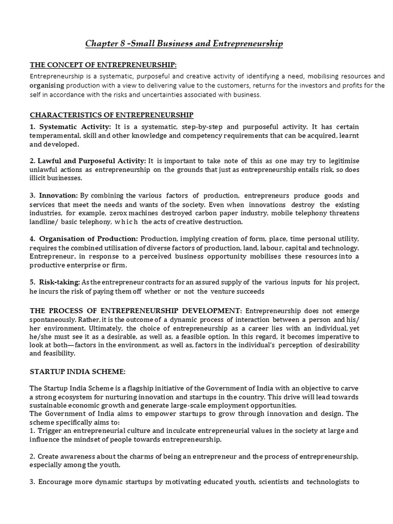 Chapter 8 - Small Business and Entrepreneurship | PDF