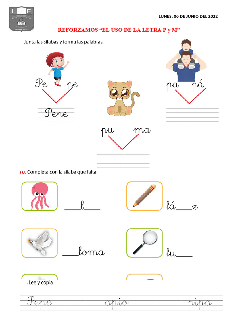 Actividad Refuerzo de Comunicacion-La Letra M-P | PDF