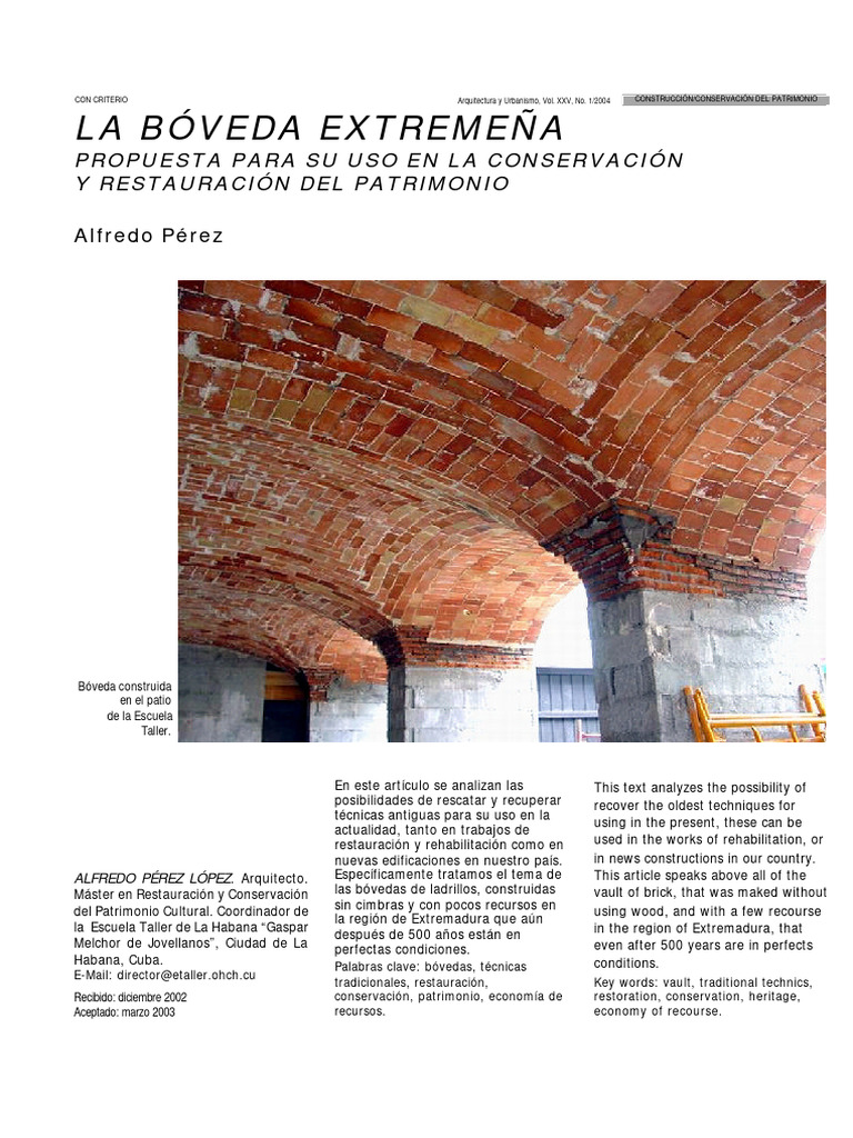 Bóveda Extremeña: Conservación y Uso | PDF | Bóveda (Arquitectura ...