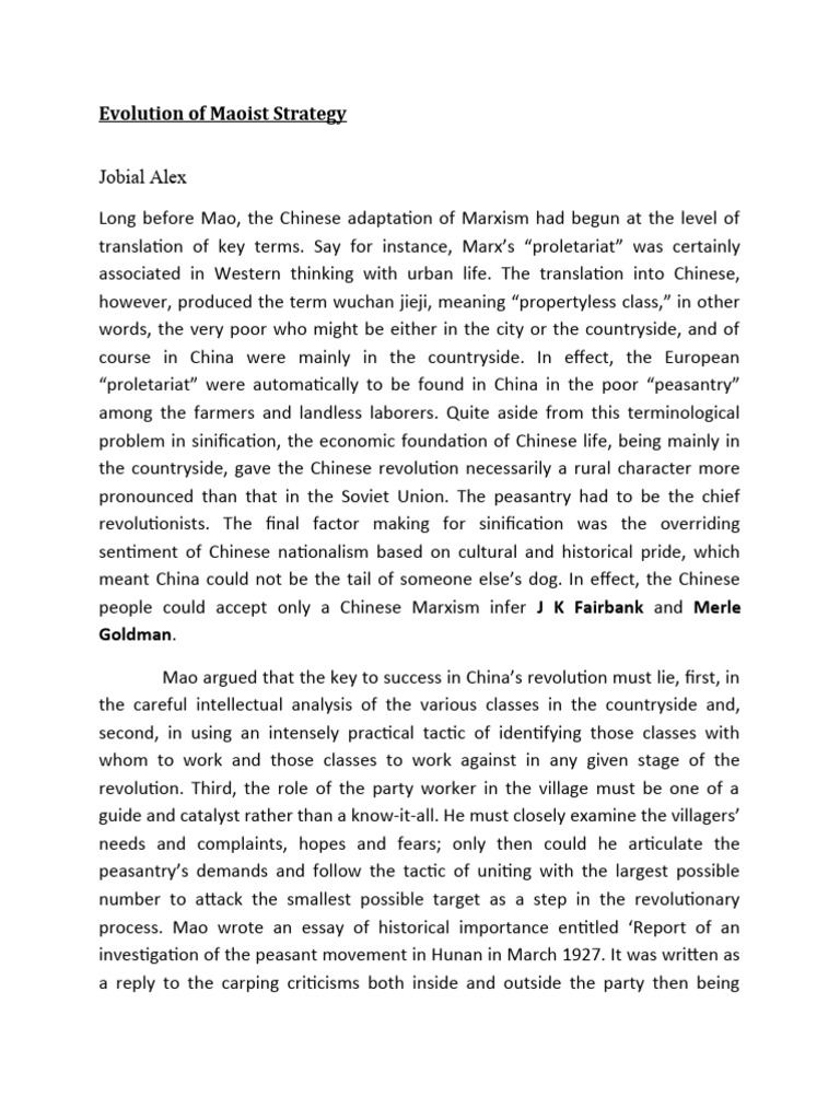 COT Evolution of Maoist Strategy | PDF | Mao Zedong | Leninism