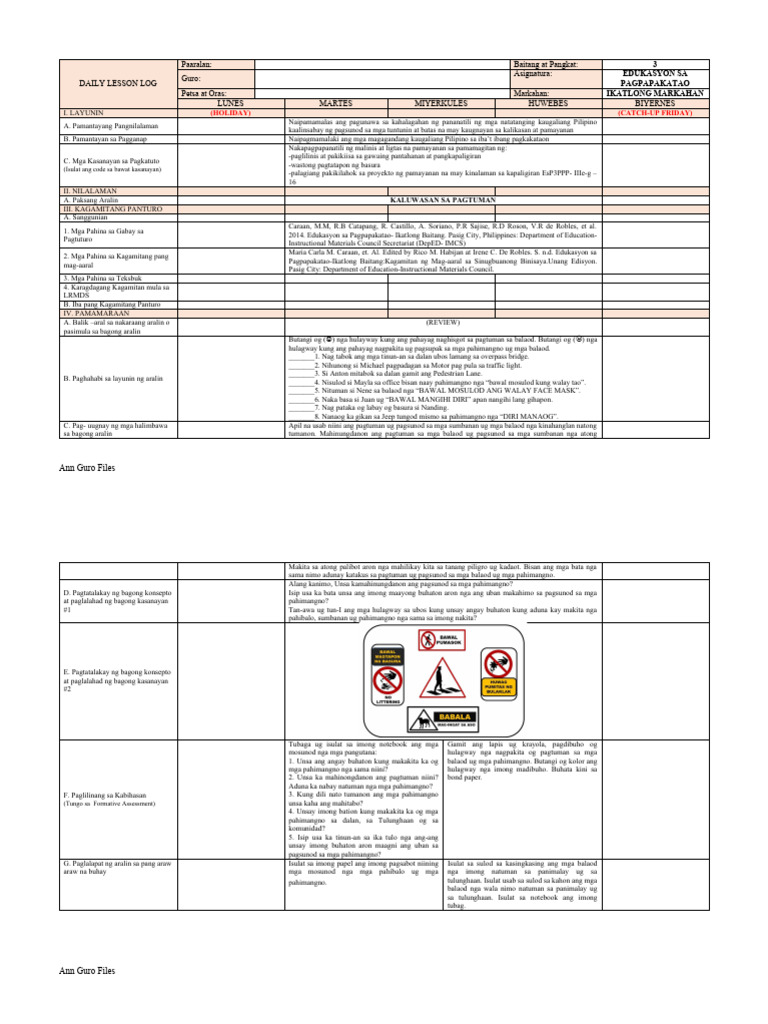 Q3 Esp 3 DLL Week 5 | PDF