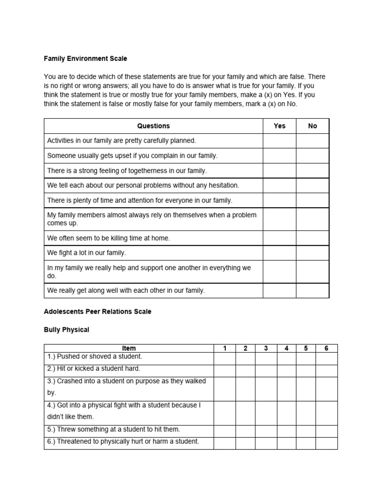 Family Environment Scale | PDF | Wellness