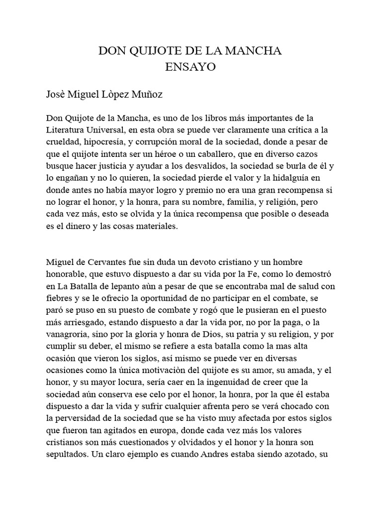 Crítica social en Don Quijote | PDF | Don Quijote | Caballero