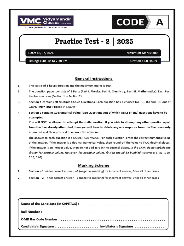JEE Class 11 Full Syllabus Mock Test | PDF | Intermolecular Force | Sphere