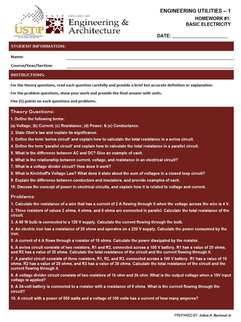 Basic Electricity Homework Guide | PDF | Series And Parallel Circuits | Electrical Resistance ...