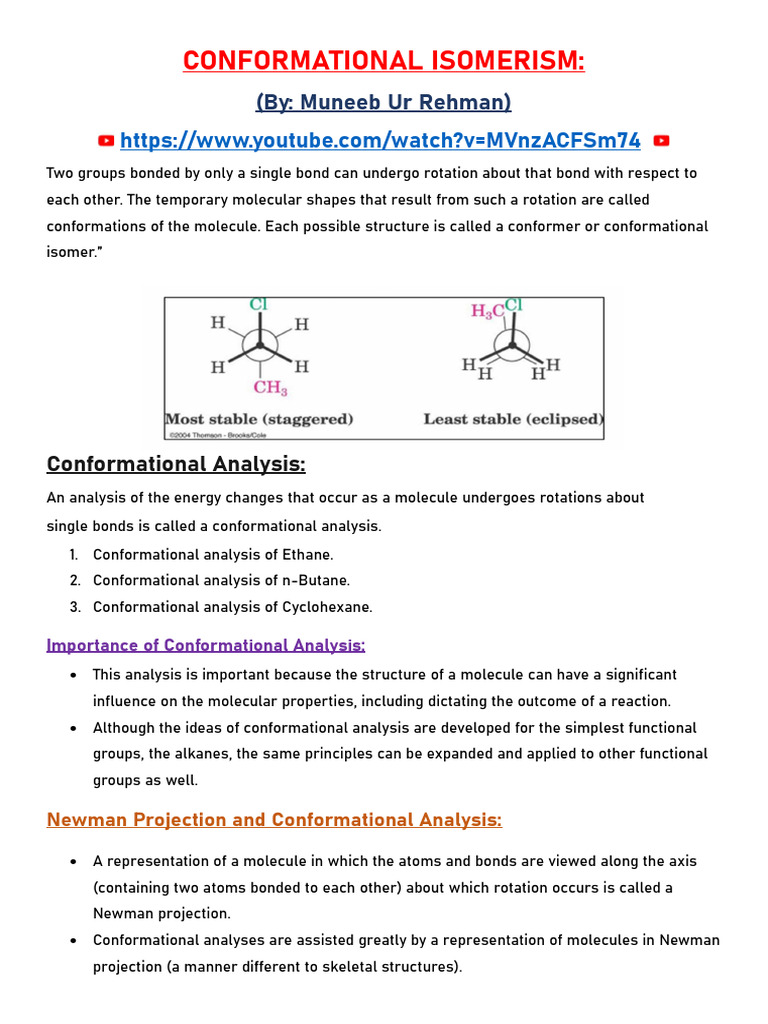 Conformational Isomerism by Muneeb | PDF | Conformational Isomerism | Isomer