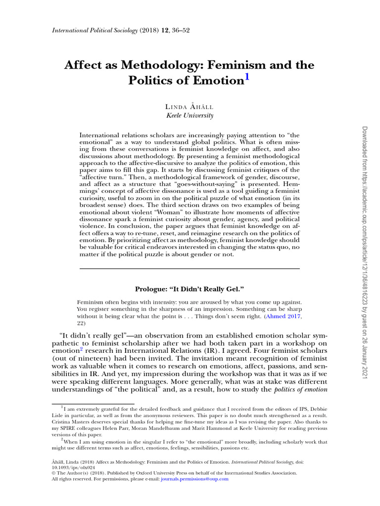 Affect As Methodology | PDF | Gender Studies | Feminism