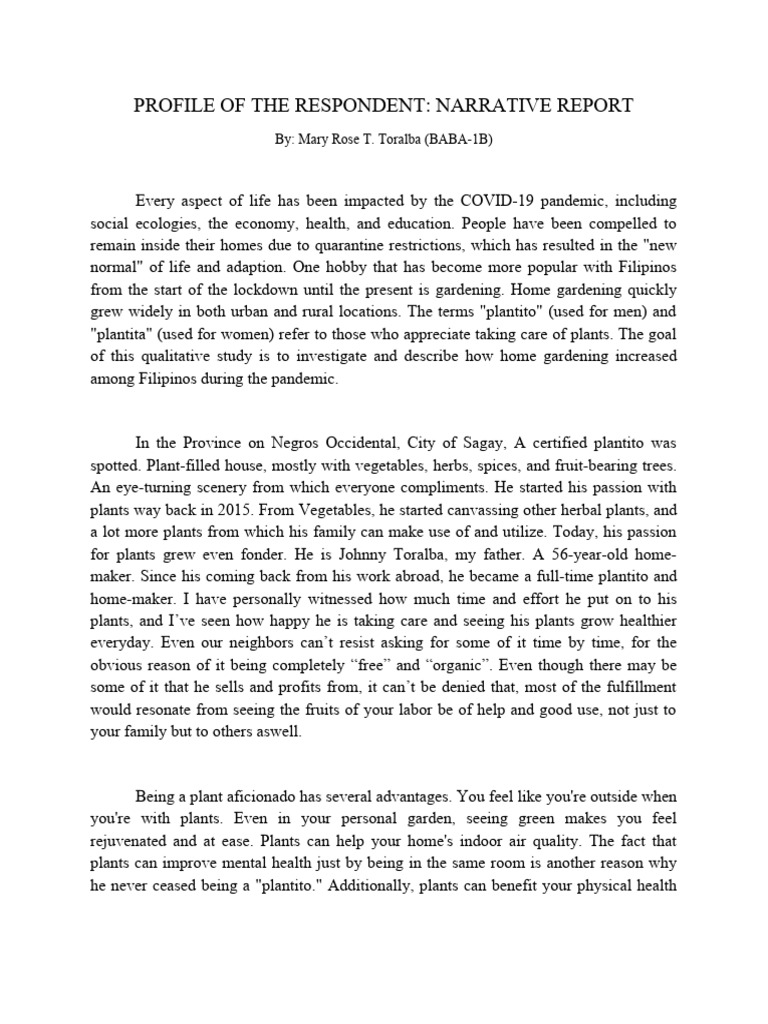 Narrative Report Interview | PDF