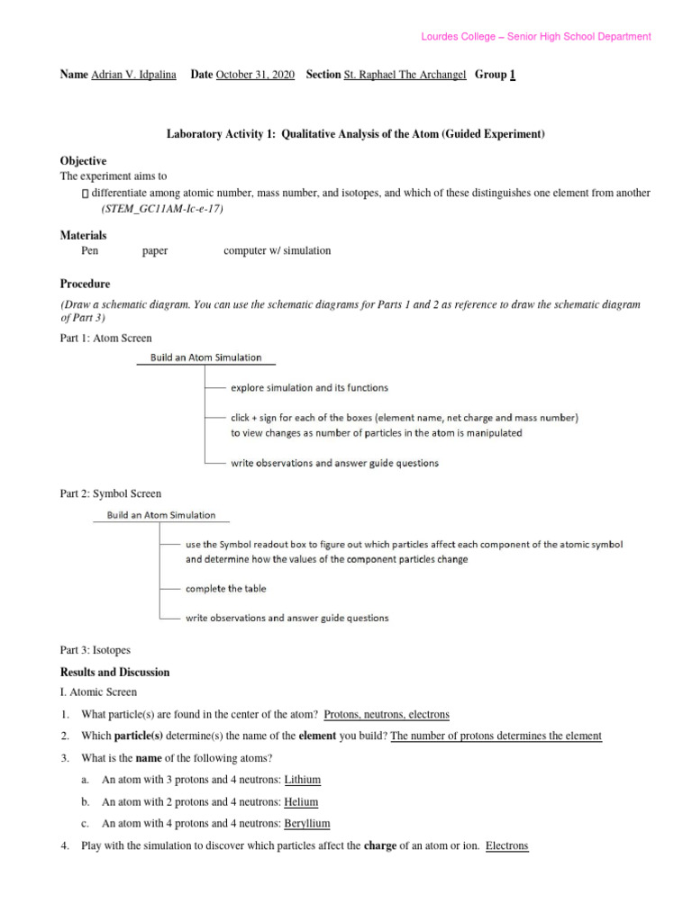 Name Adrian V. Idpalina Date October 31, 2020 Section St. Raphael The ...