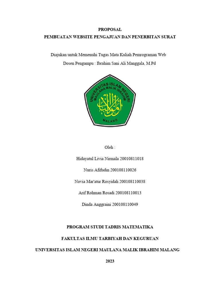 Kel 1 - Proposal Pembuatan Web | PDF