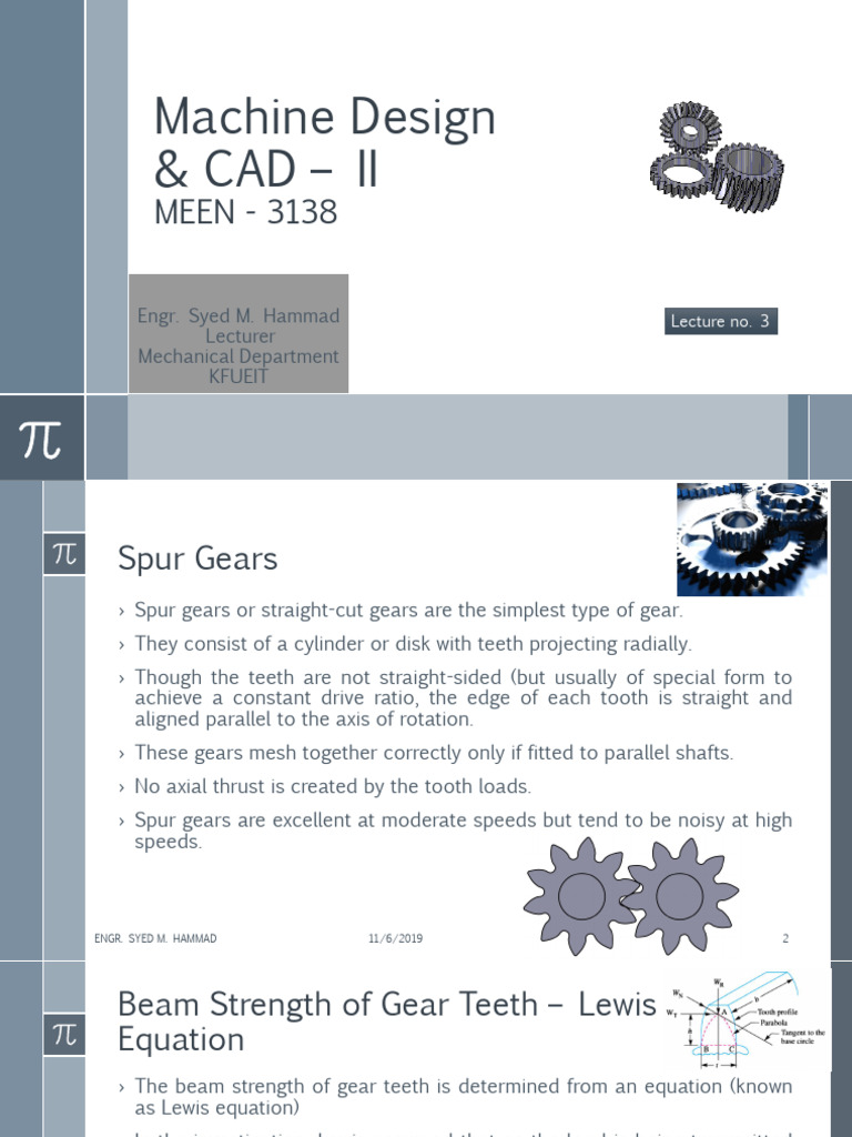 Lecture 03 Spur Gears | PDF