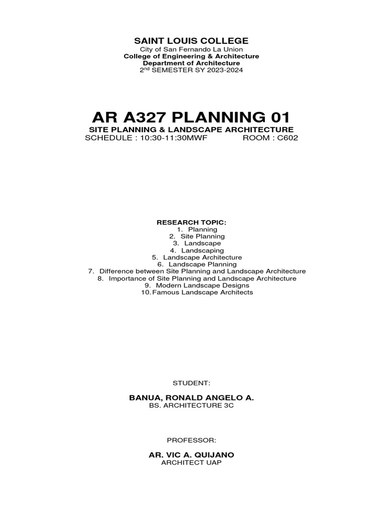 Planning 1 - PR-RSW-01 | Download Free PDF | Landscape | Landscape Architecture