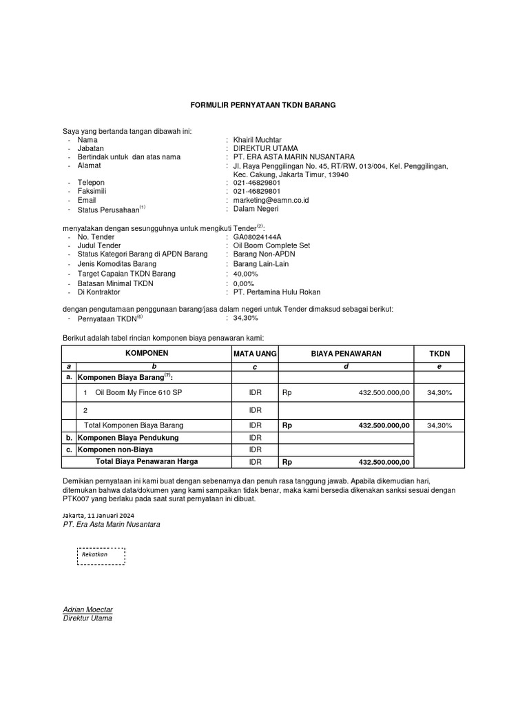 TKDN Lampiran SC 19A-19B-Strategi Pencapaian TKDN PHR Barang | PDF
