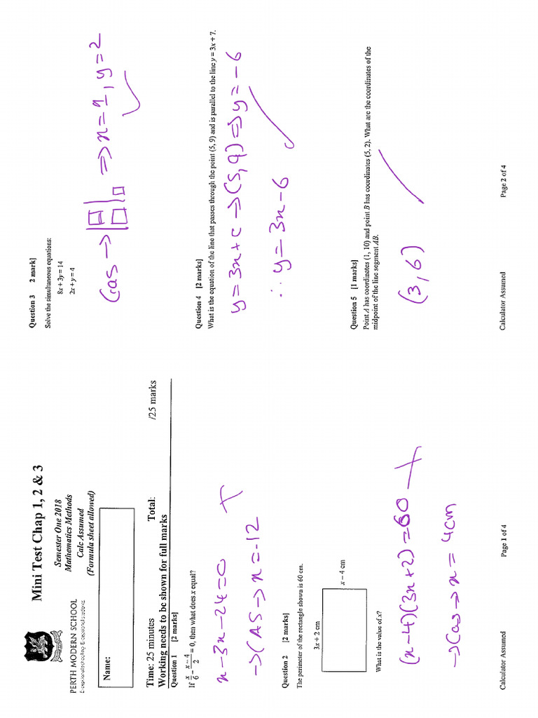 2018 Methods Mini CH 1,2,3 Linear Quadratic Printable | PDF