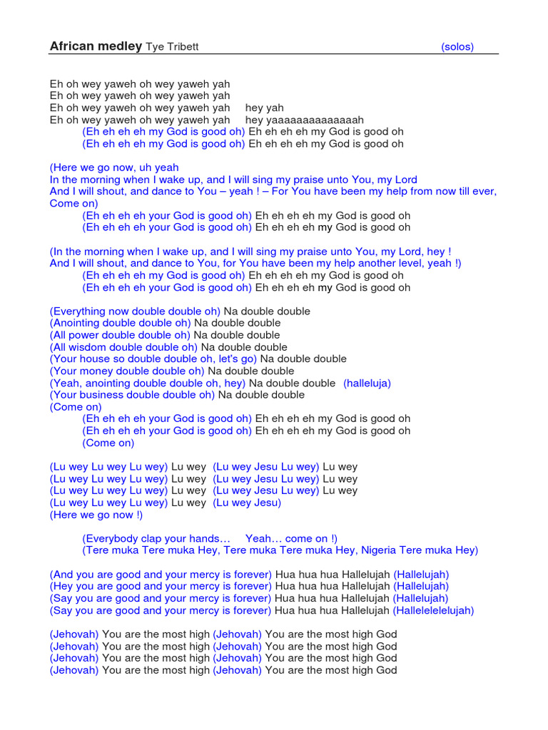 African Medley | Download Free PDF | Religious Music | Shemini Atzeret