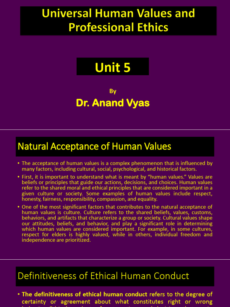 Universal Human Values and Professional Ethics Unit 5 2023 | PDF ...
