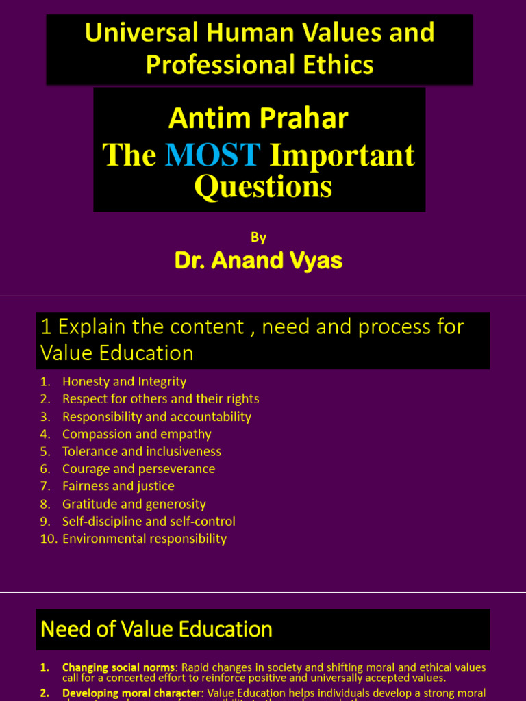 Importance of Universal Human Values | PDF | Science & Mathematics