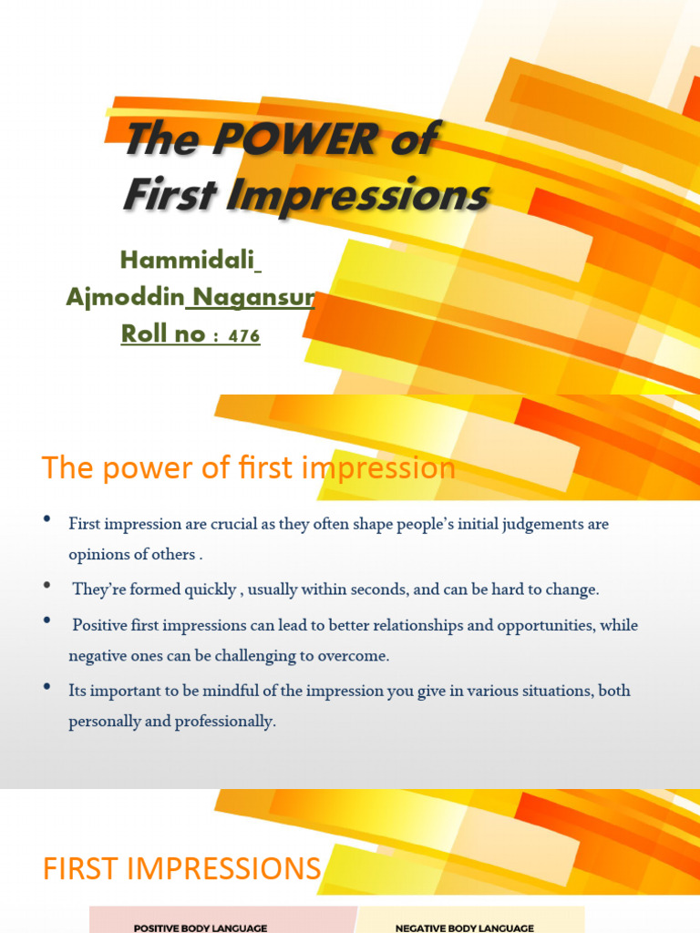 Power of First Impression | PDF | Body Language | Clothing
