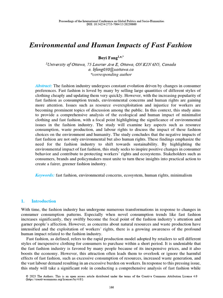 Impacts of Fast Fashion on Environment and Society | PDF | Fashion ...