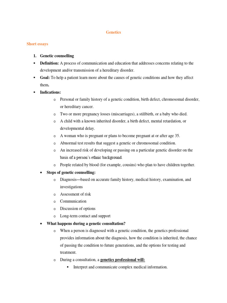 Genetics Notes | PDF | Genetic Disorder | Chromosome