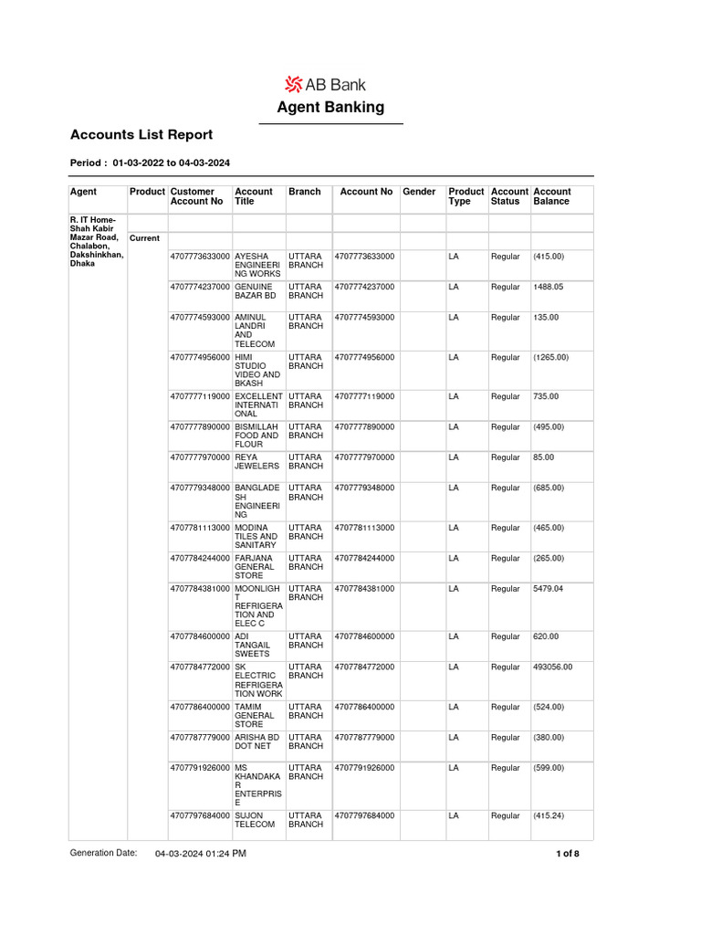 Accounts Report | PDF