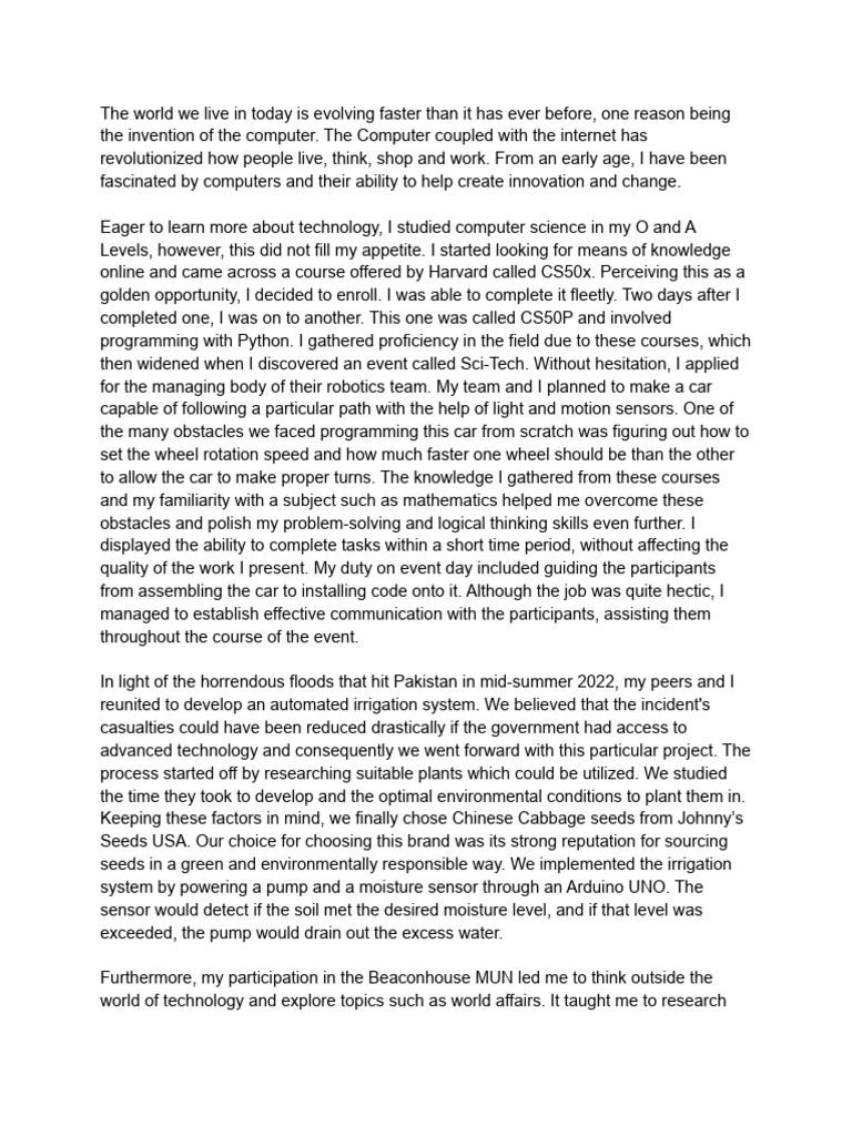 Personal Statement | PDF | Cognition | Cognitive Science