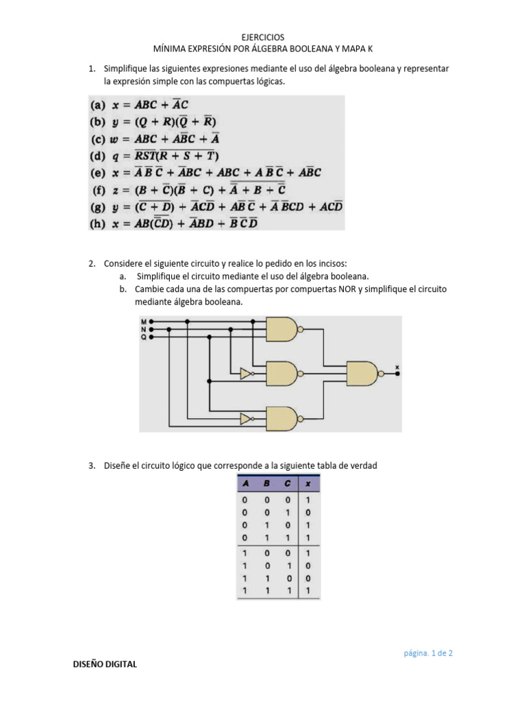 Ejercicios Minima Expresion y Mapa K | PDF