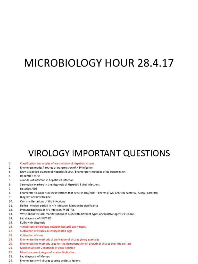 MICROBIOLOGY - Virology Important Questions | Download Free PDF | Virus ...