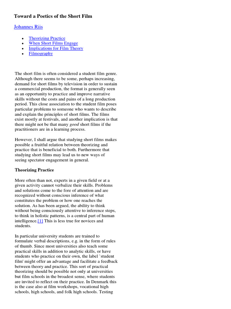 Hypothesis in Short Film Theory | PDF | Hypothesis | Knowledge