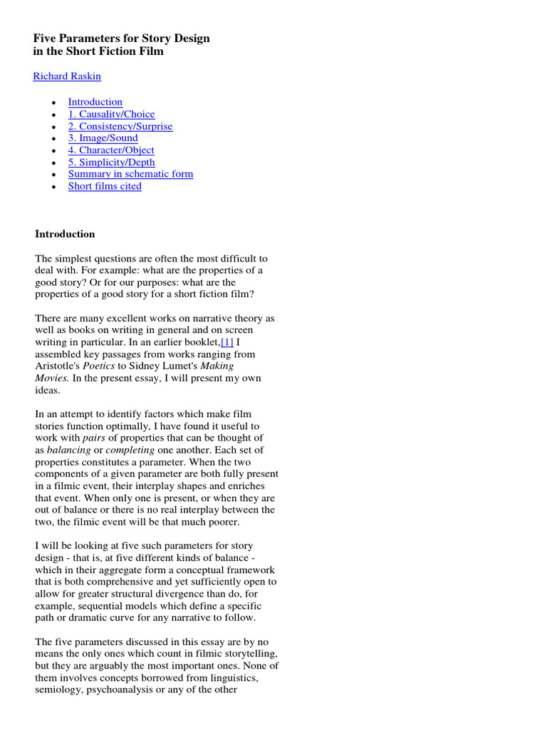 Five Parameters For Story Design 3 | PDF | Plot (Narrative) | Causality