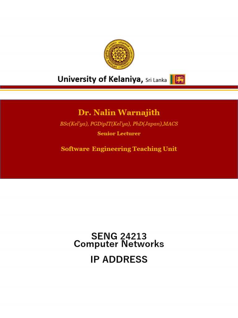 Lect03 - IP Addressing | PDF | Ip Address | I Pv6