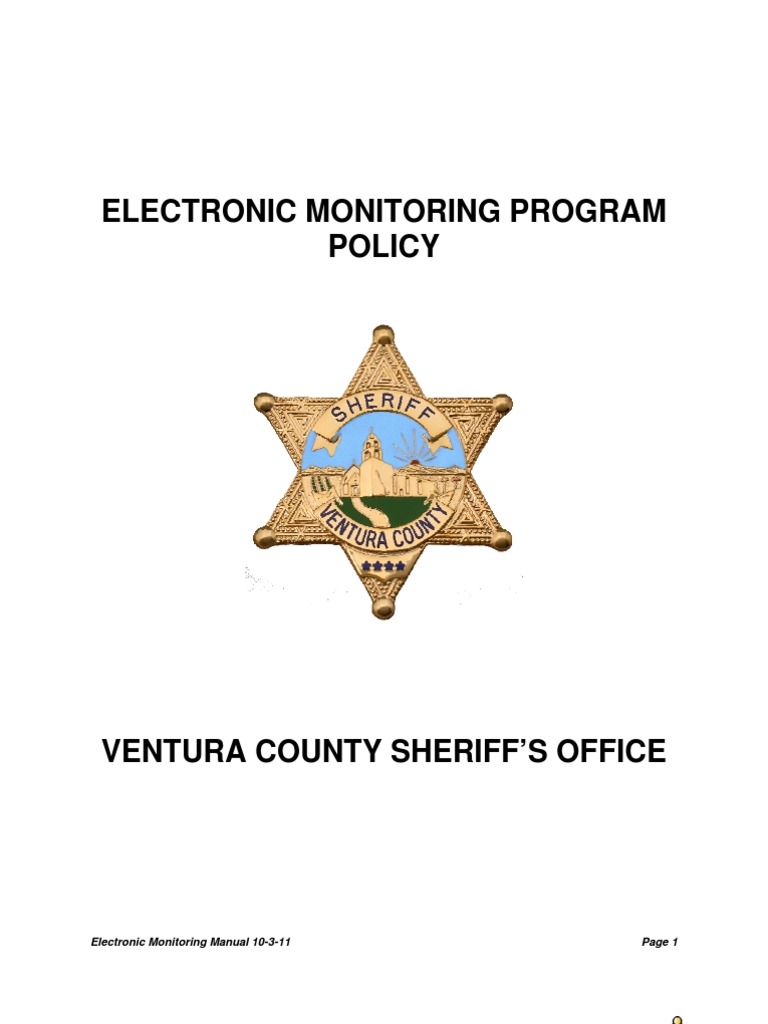 Ventura County Sheriff's Office - Electronic Monitoring Program Policy ...