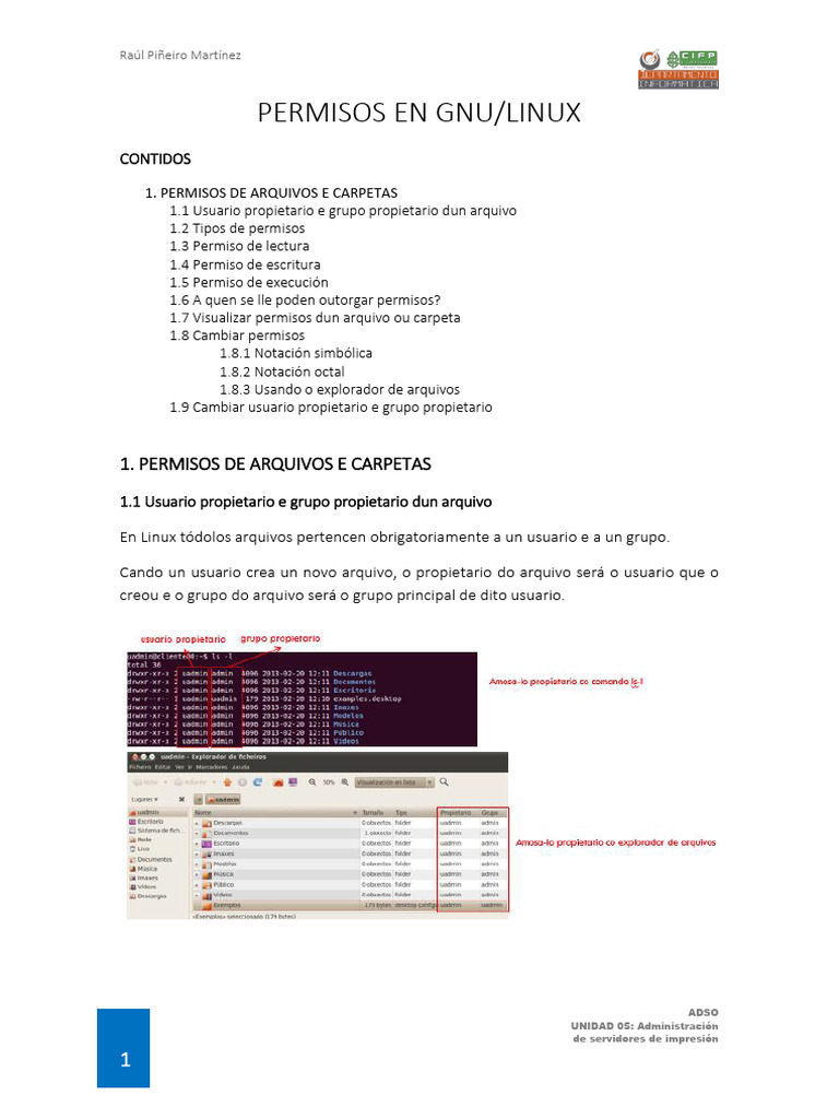 UD5.02 Permisos en Linux (DOC) (Previo) | PDF