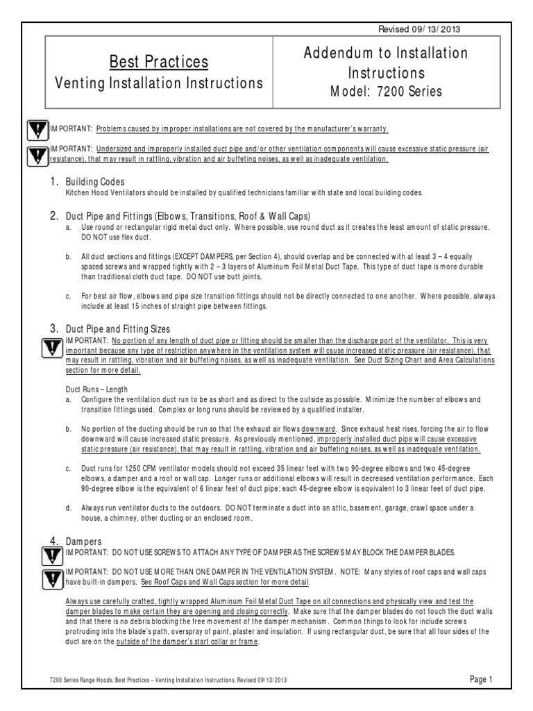 Best Pratice-Venting Installation Instructions | PDF