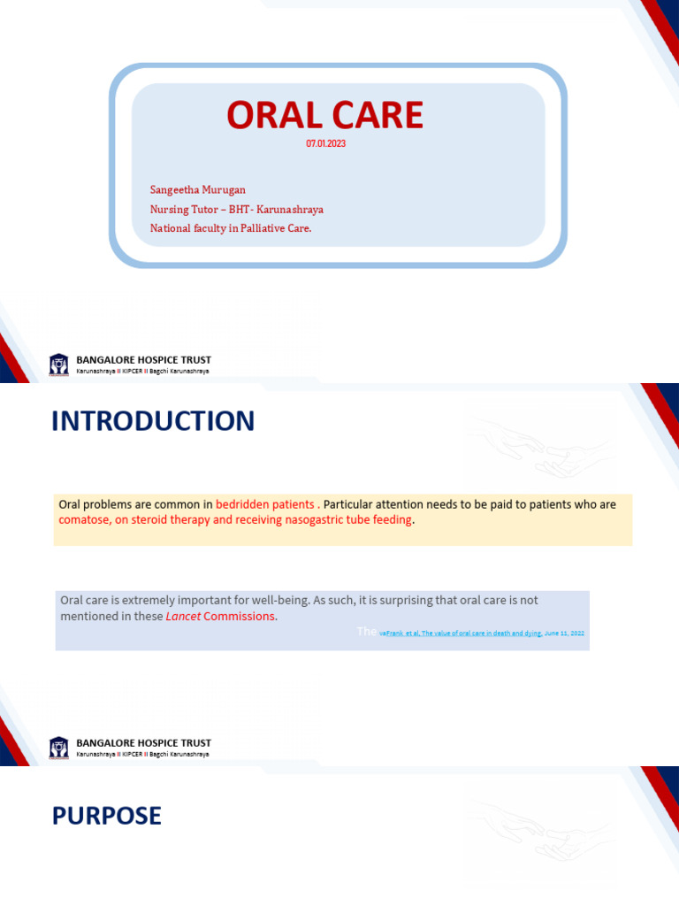 Day 2 - Common Session 1a - Oral Care - Ms Sangeetha | PDF